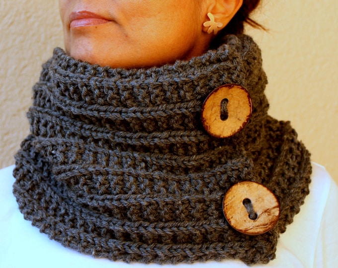 Slate Grey Infinity Scarf, Hand Knitted Long Scarf, Winter Accessories ...