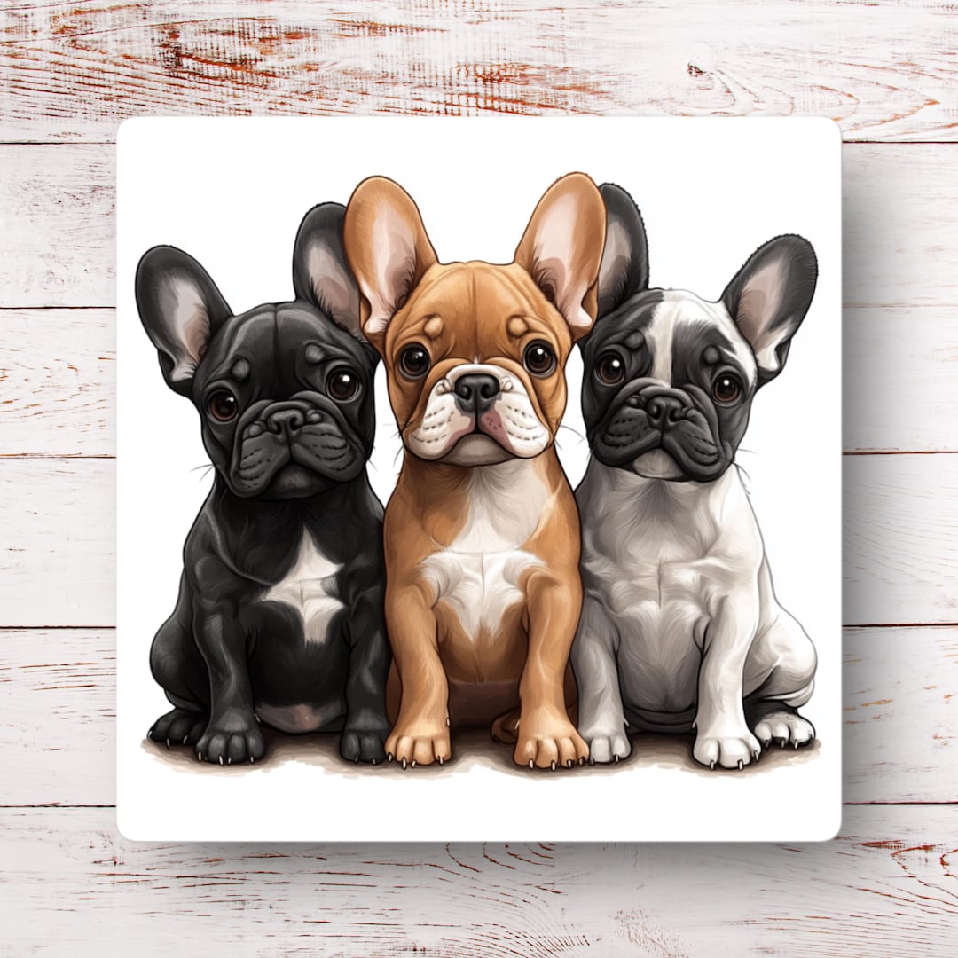 French Bulldog Trio Sticker – Cute Frenchie Puppy Vinyl Decal ...