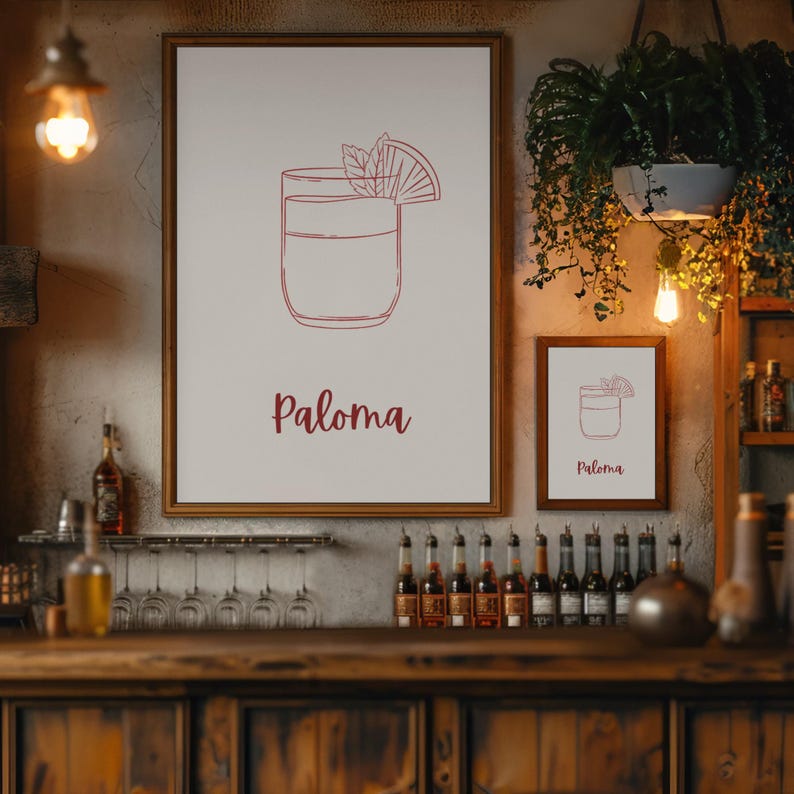 Paloma Drink Sign Printable Wall Art Refreshing Cocktail Bar Sign ...