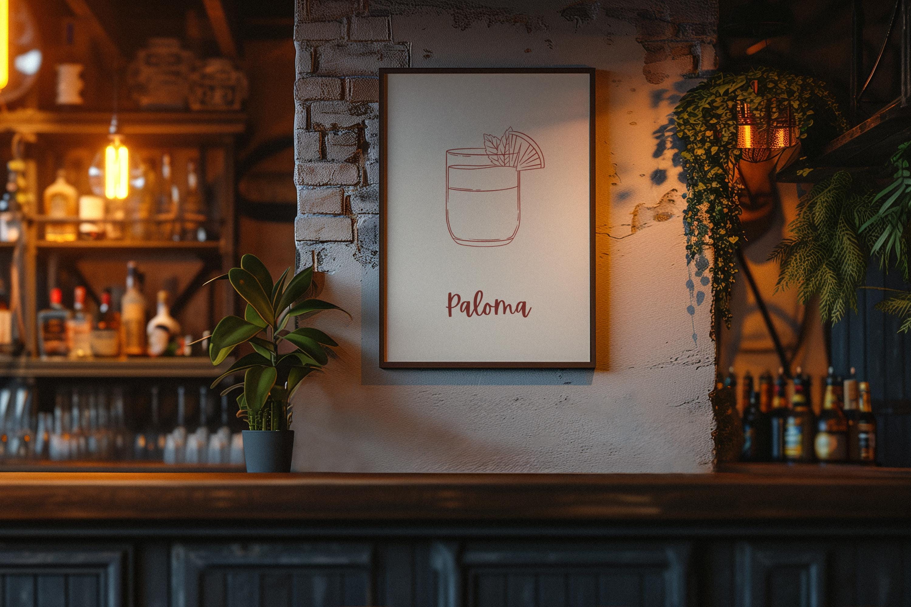Paloma Drink Sign Printable Wall Art Refreshing Cocktail Bar Sign ...