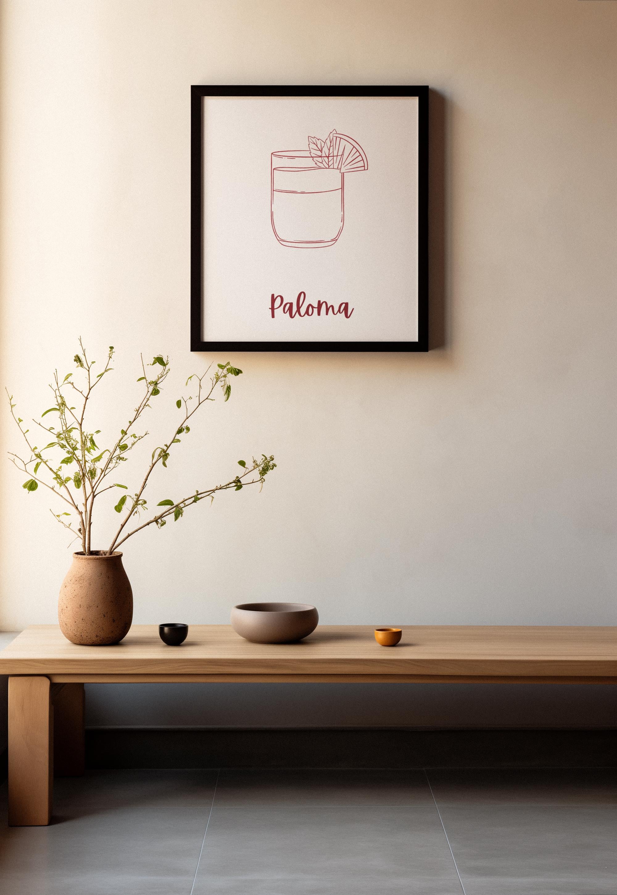 Paloma Drink Sign Printable Wall Art Refreshing Cocktail Bar Sign ...