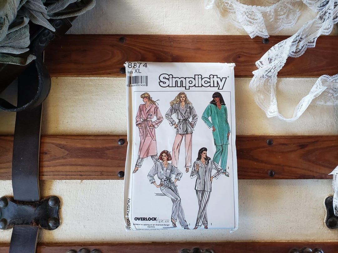 Vintage Simplicity Sewing Pattern 8874 Uncut Unused Pajama Tops & Bottoms Belted Robes All ...