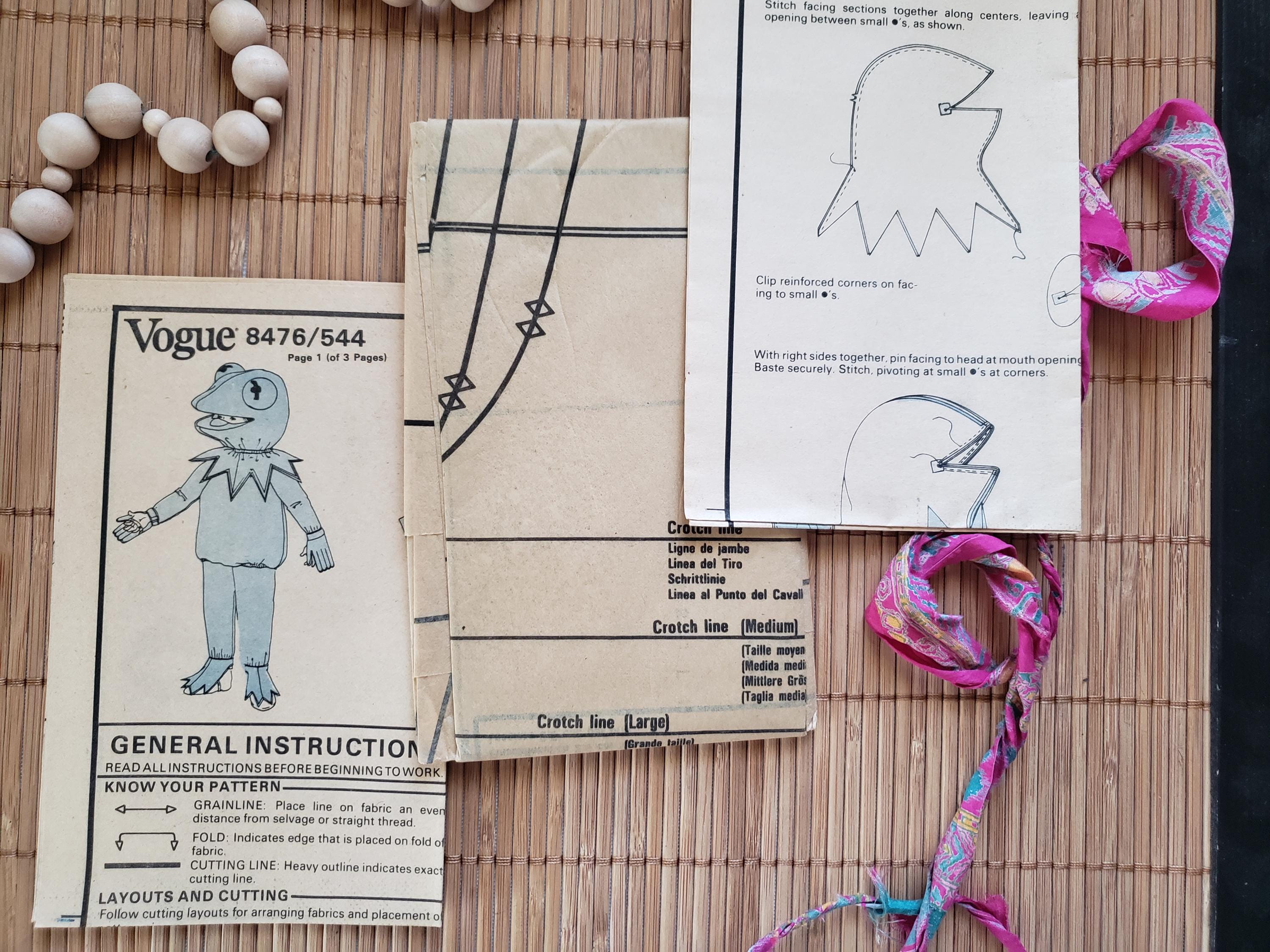 Vintage Vogue Sewing Pattern 8764 Uncut Unused All Sizes Muppets Kermit ...