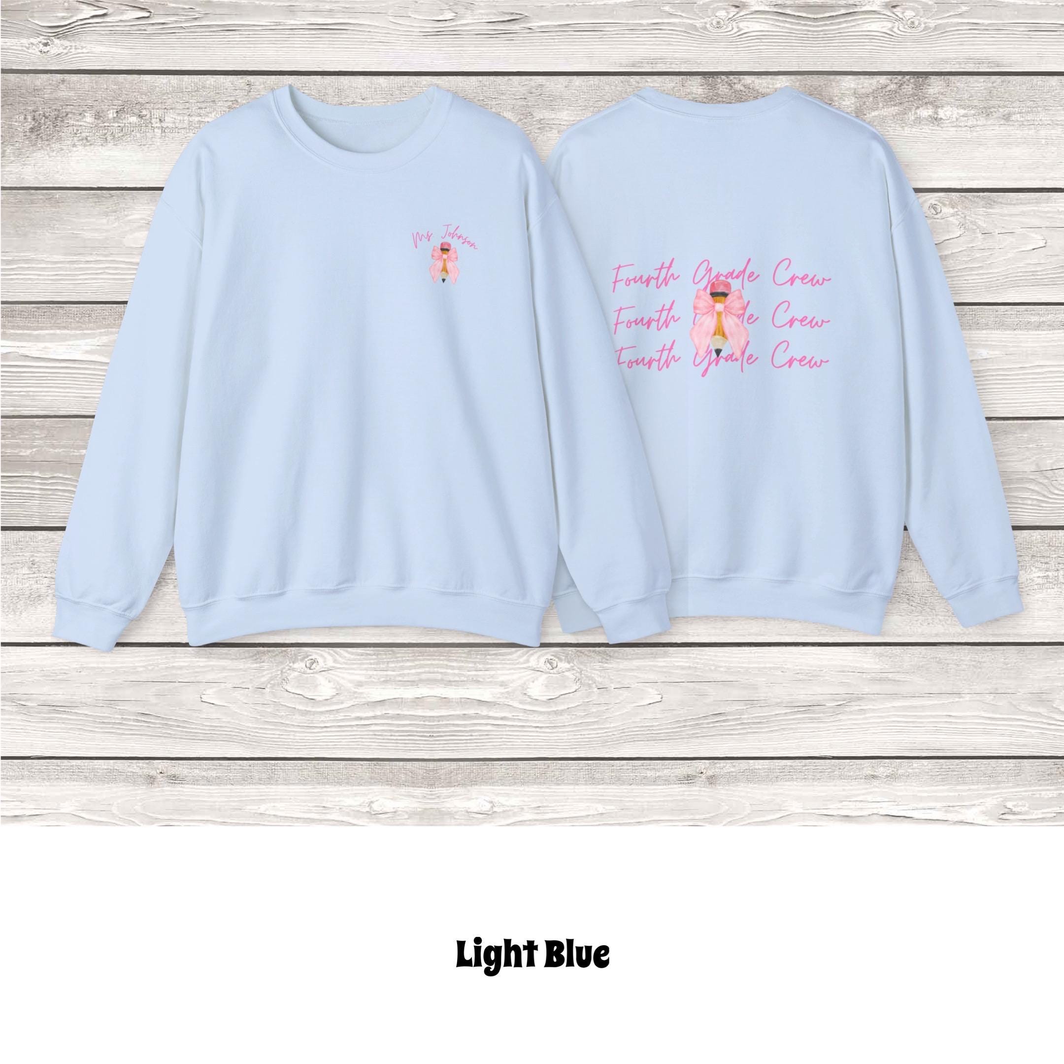 Fourth Grade Crew Pencil Bow Coquette Sweatshirt, Personalized Back to ...