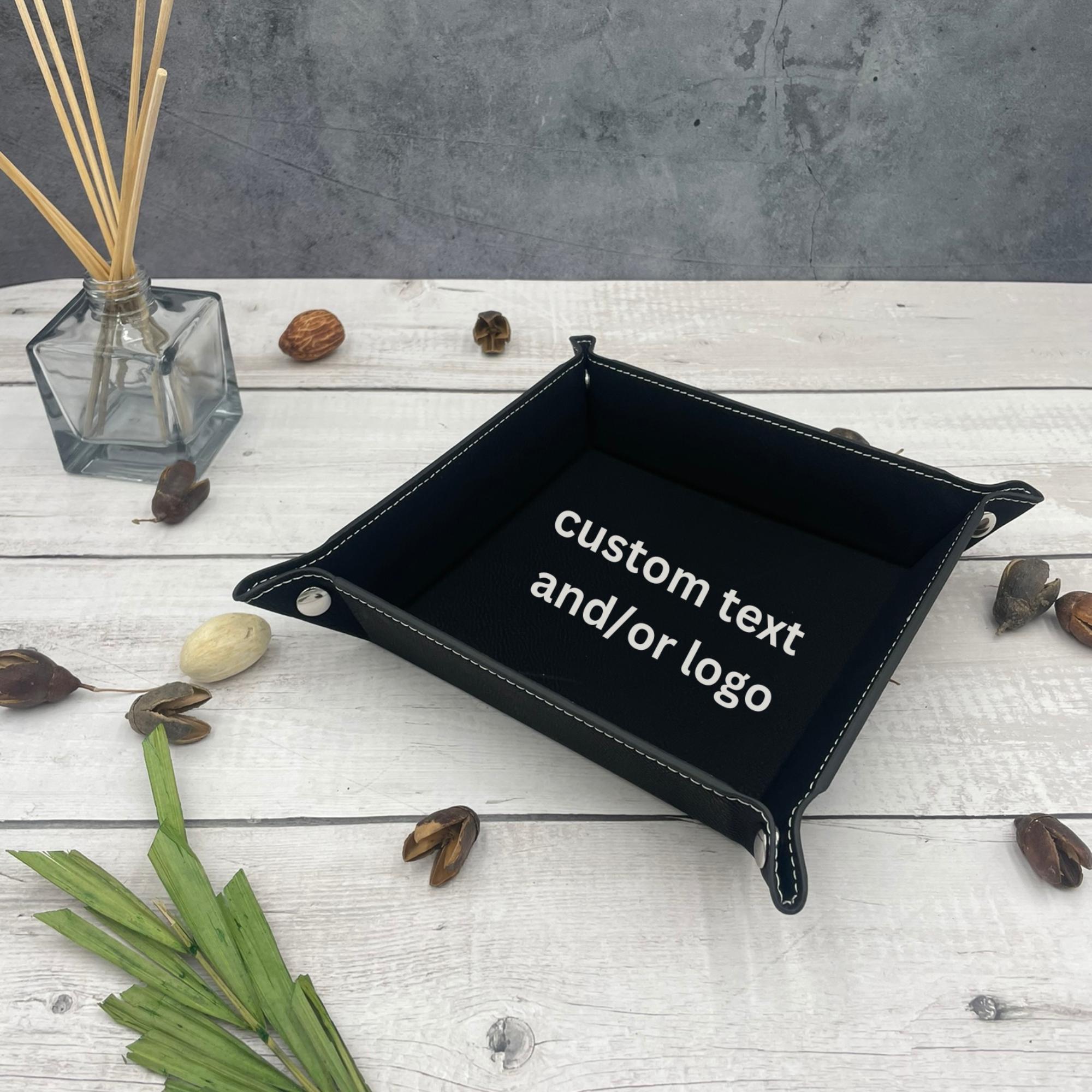 Personalized Leather Tray, Office Desk Organizer, Engraved Leather Tray ...