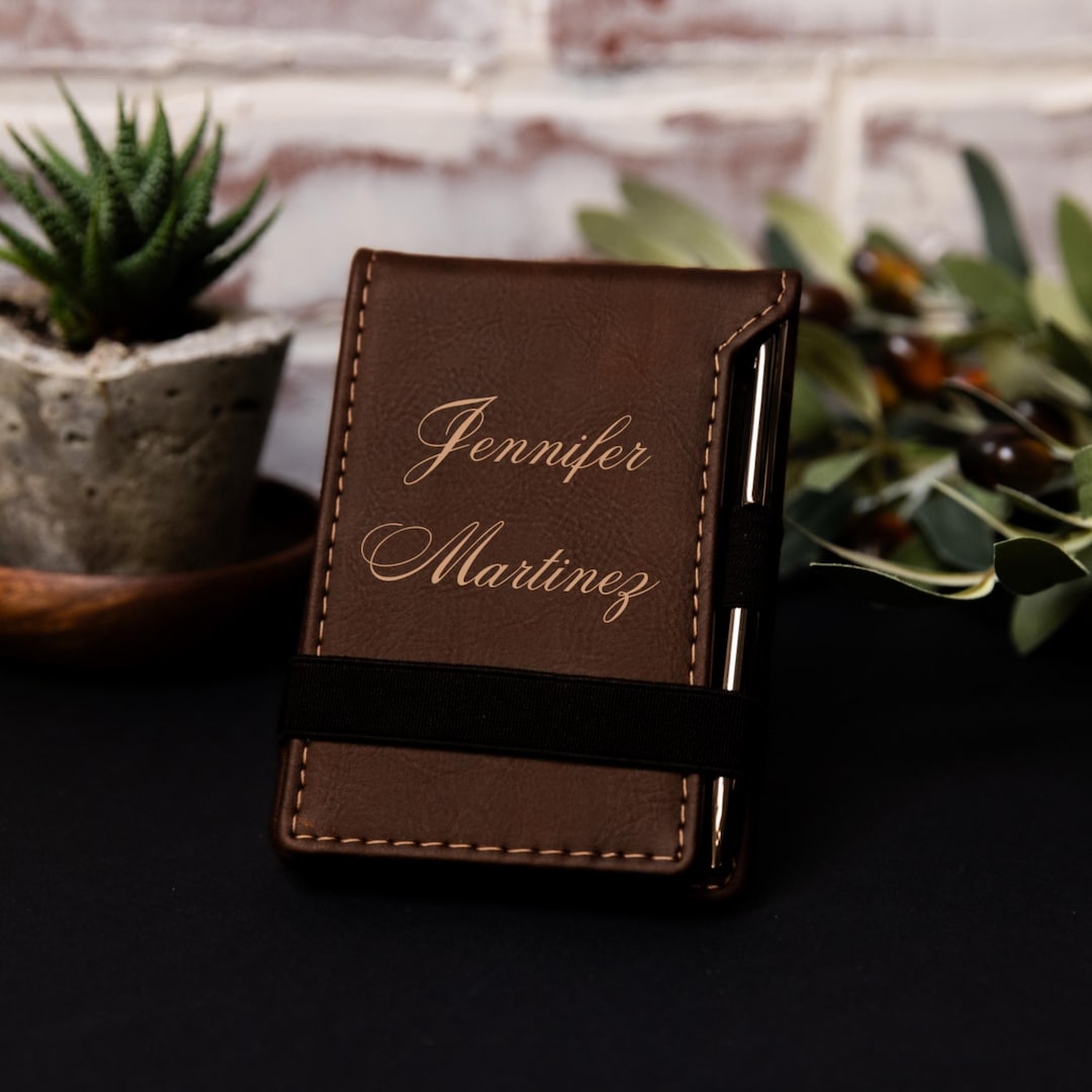 Personalized Leather Notepad, Custom Leather Notepad With Pen, Engraved ...