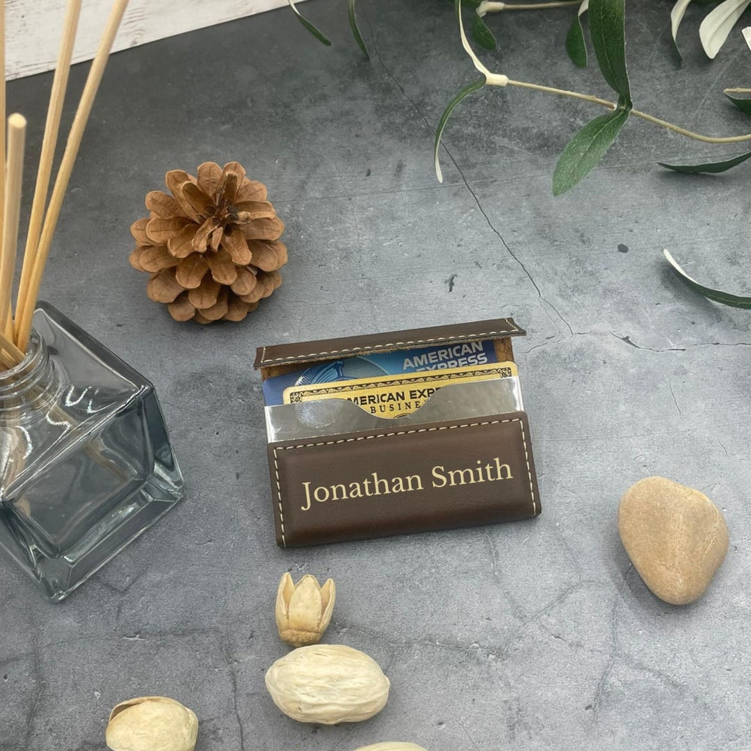 Personalized Leather Business Card Holder, Custom Hard Business Card ...