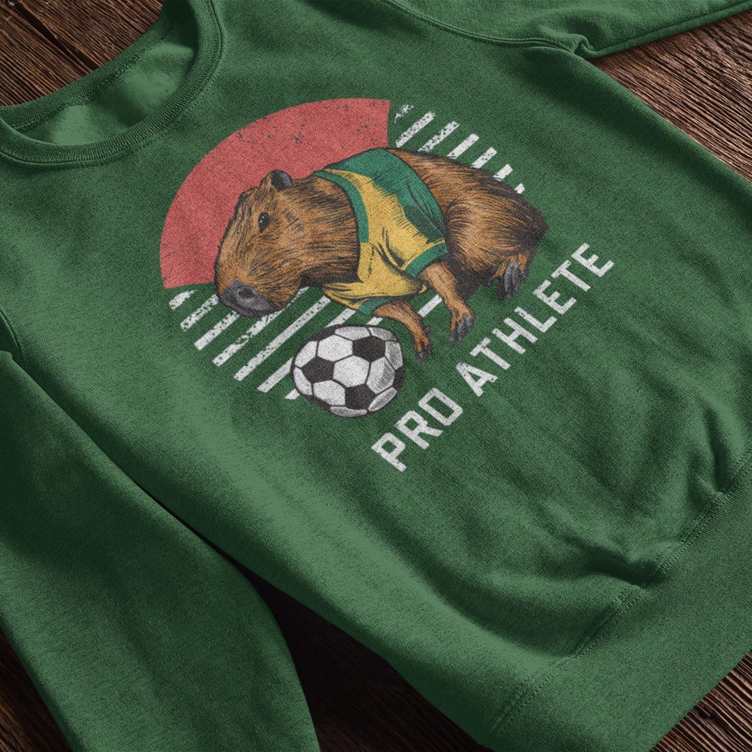 Brazil Capybara Football Sweatshirt - Unisex Crewneck, Soccer Fans ...
