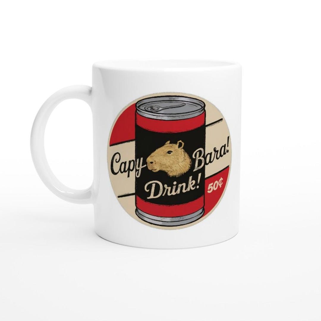Drink Capybara Original Soda Vintage Design. White 11oz Ceramic Mug ...