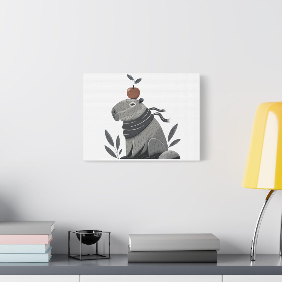 Minimalist Capybara Canvas Print: Holiday Scarf, Christmas Wall Art - Etsy