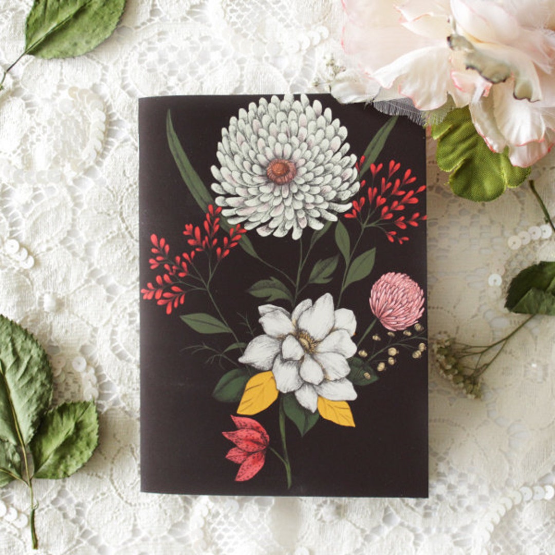 Notebook Illustrated Notebook A6 Floral Botanical Bouquet 02 - Etsy