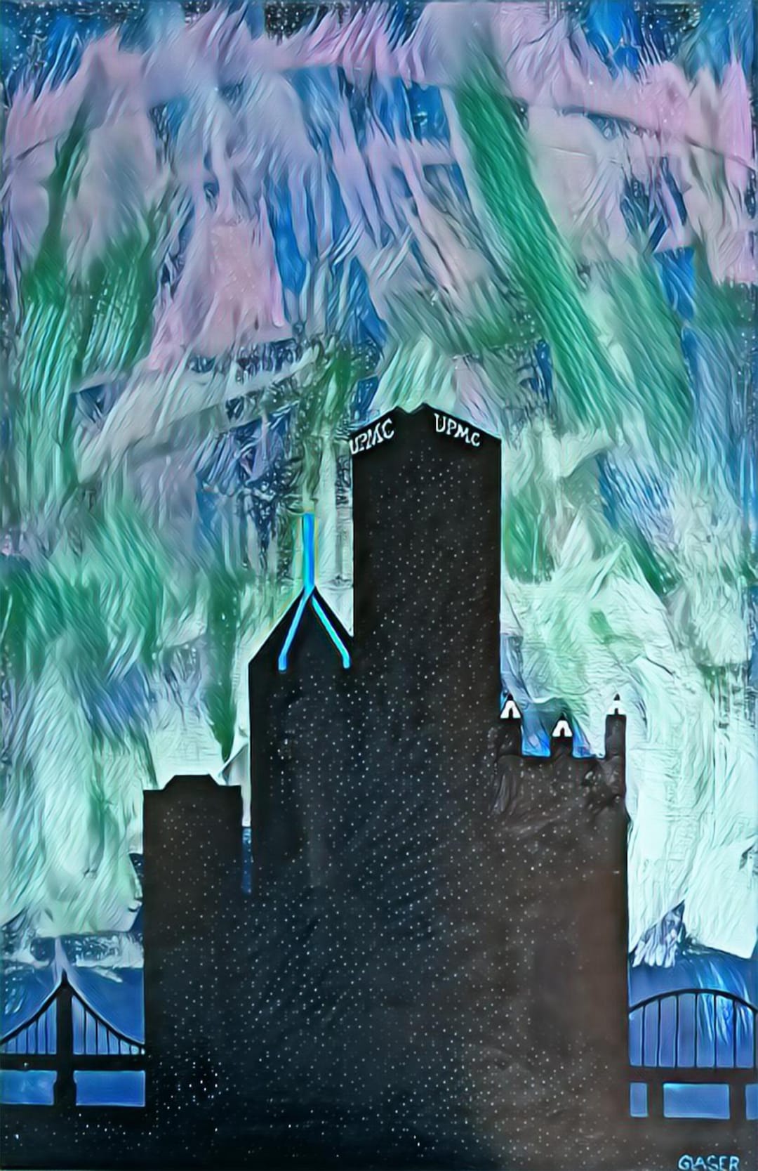 Northern Lights Over Pittsburgh. Colorful Sky Digital Download. Bright ...