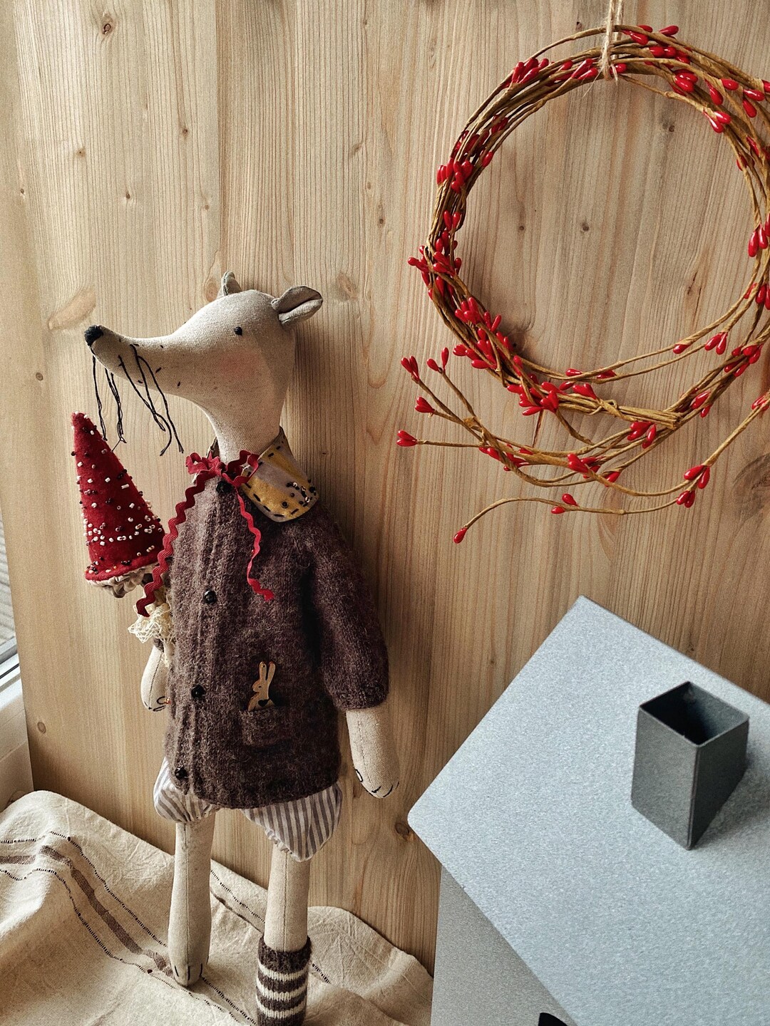 Rat Soft Toy, Textile Doll in Vintage Style , Interior Toy, Social ...