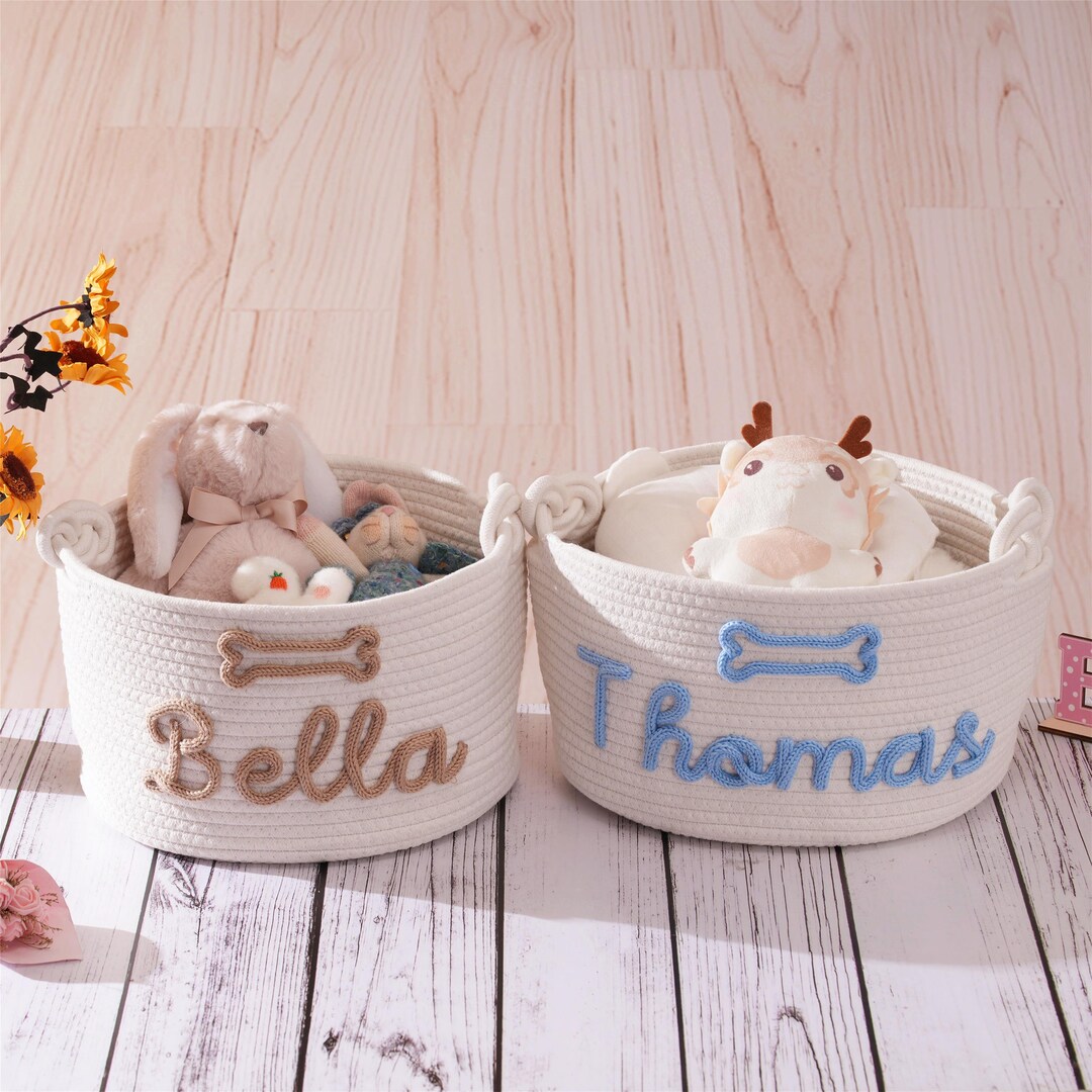 Personalized Pet Gift Basket, Custom Pet Dog Name Basket, Pet Cat Toy ...