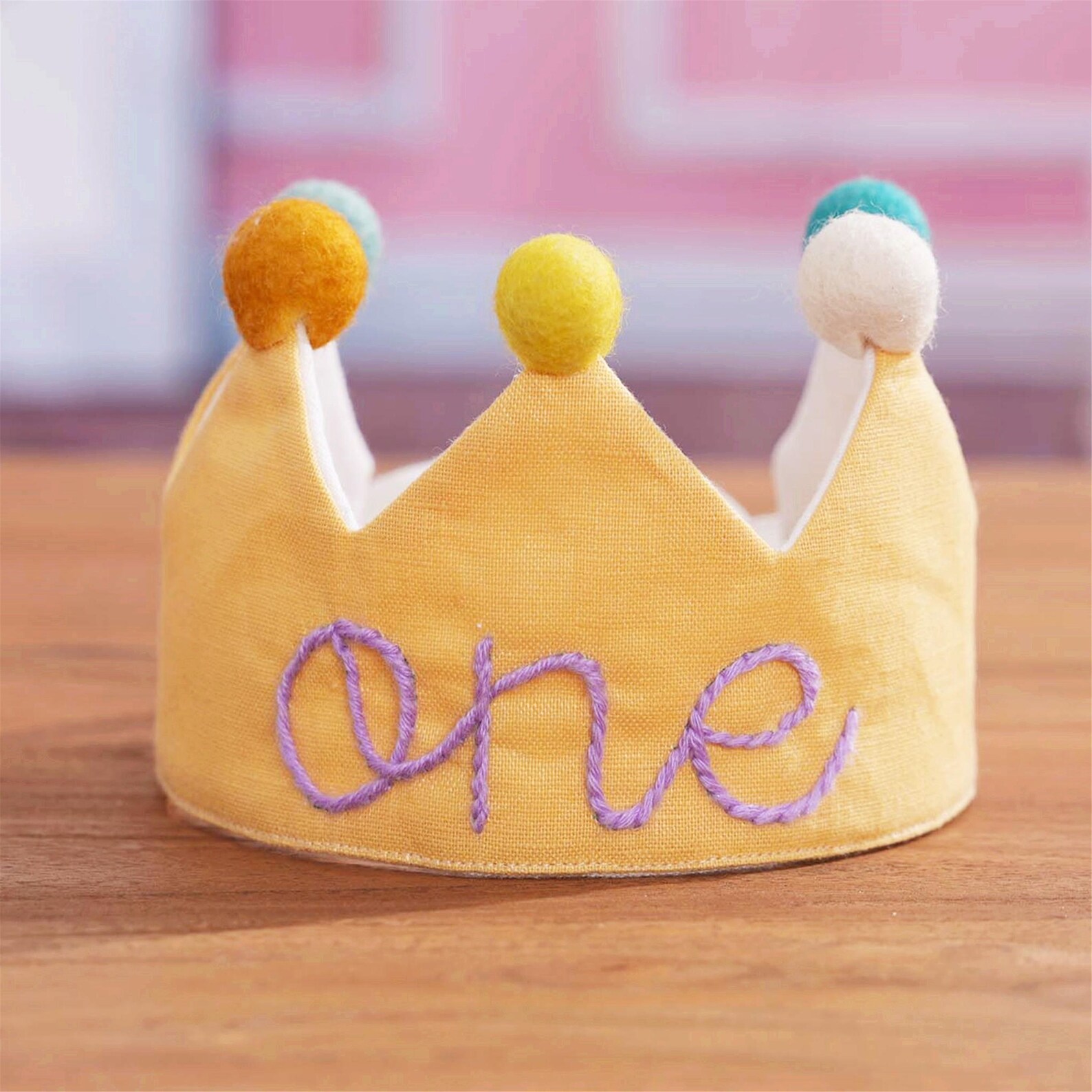 Personalized 1st Birthday Crown: Hand-embroidered Linen Keepsake - Etsy