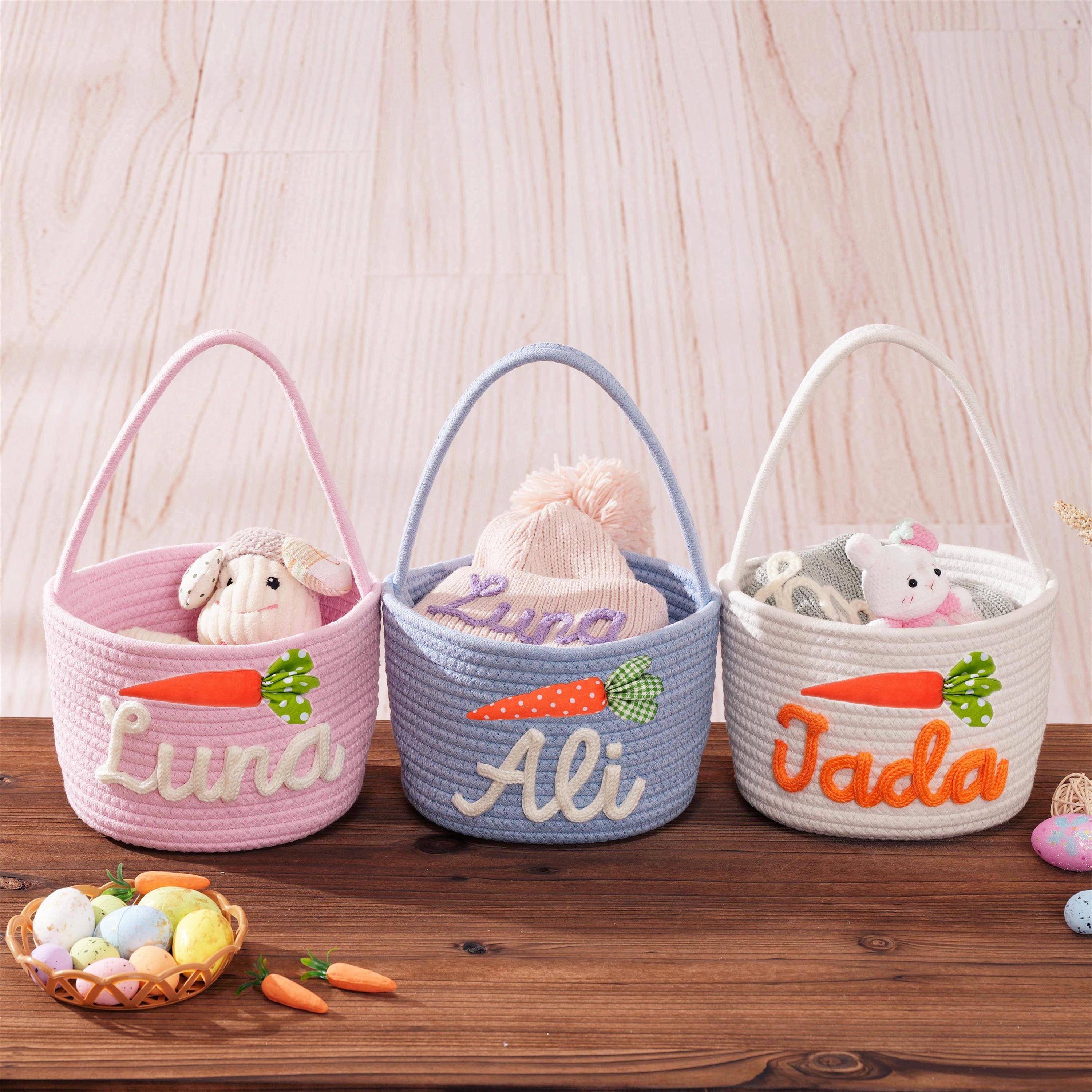Personalized Easter Basket for Kids, 2025 Custom Easter Carrot Bunny ...