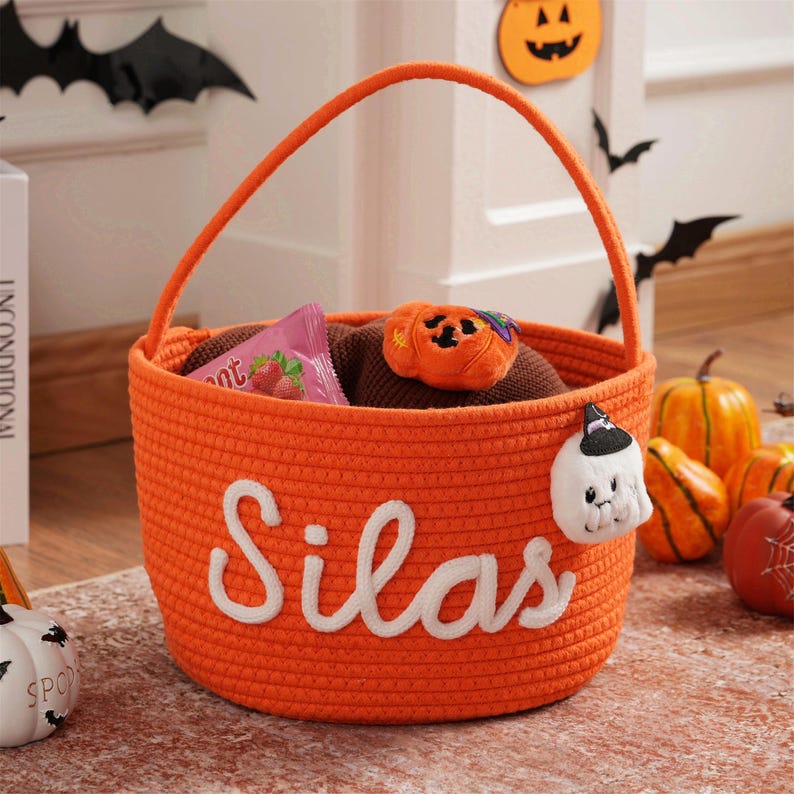 Personalized Halloween Candy Basket: Handmade Trick or Treat Bag - Etsy