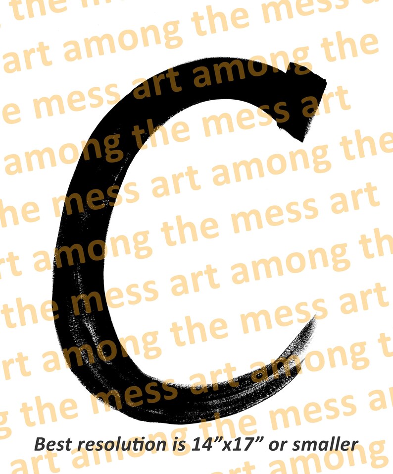 Black Painted Letter C Print - Etsy