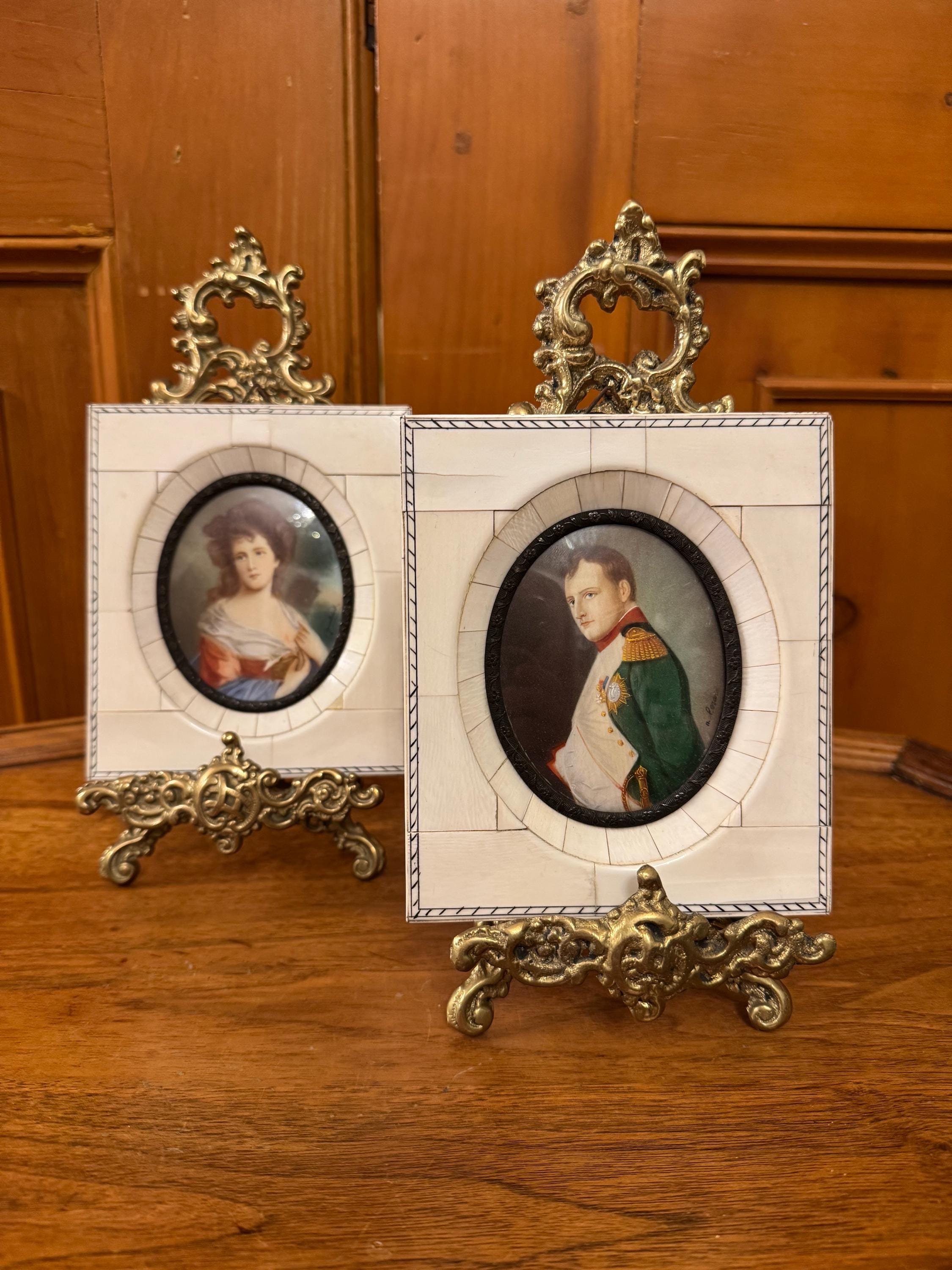 RARE Early 19th Century Pair of Miniature Signed Portraits of Napoleon ...