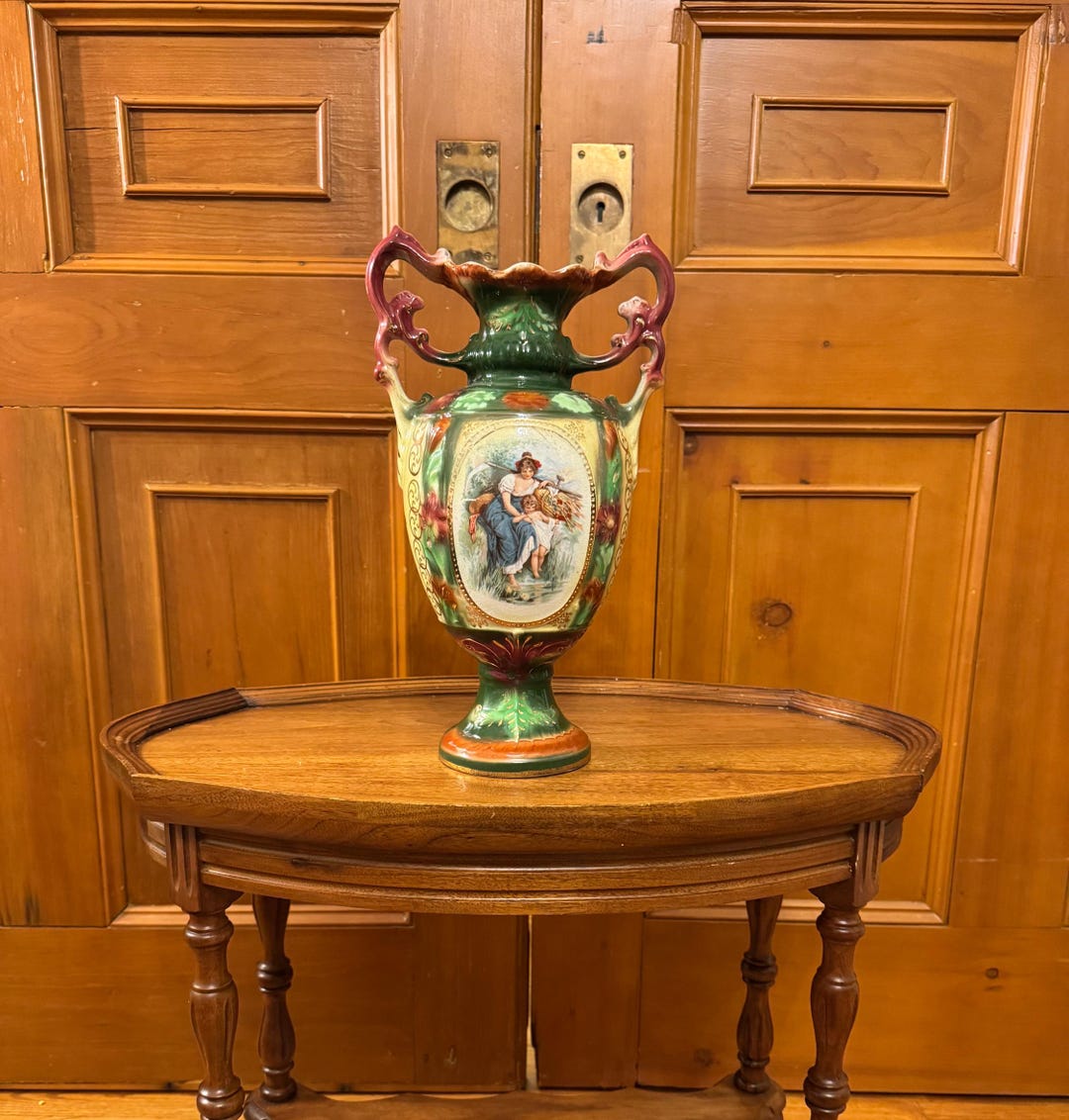 Antique Early 1900’s English Strasburg Ware Double Handled Mantle Vase ...