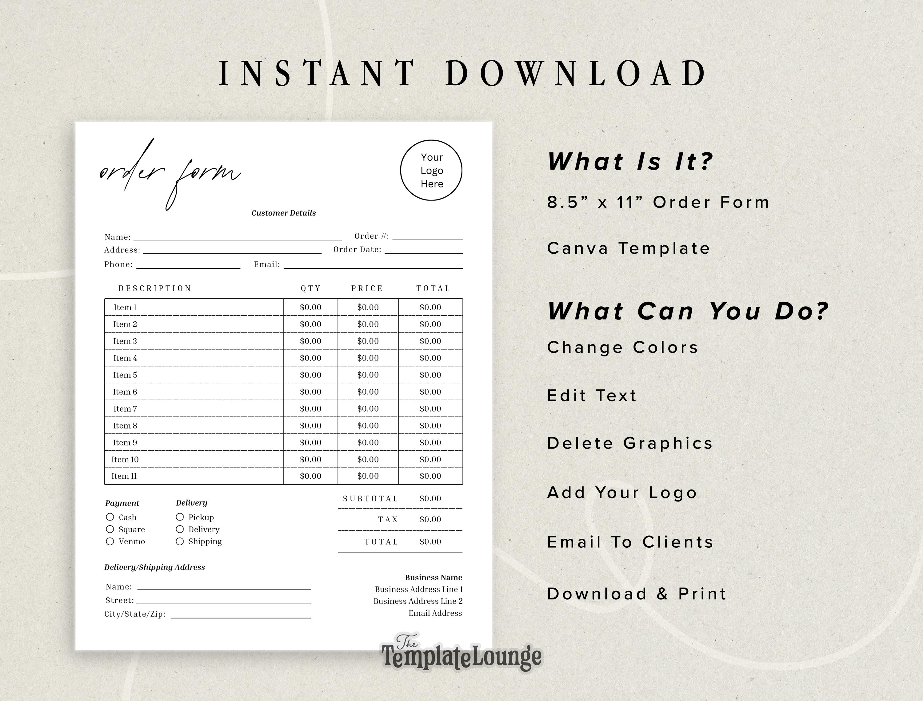 Editable Order Form Template for Small Business | Order Form Template ...