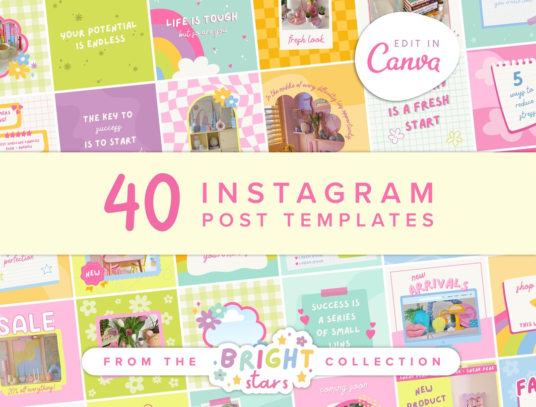 Bright Colorful Instagram Post Templates | Square and Portrait Post ...