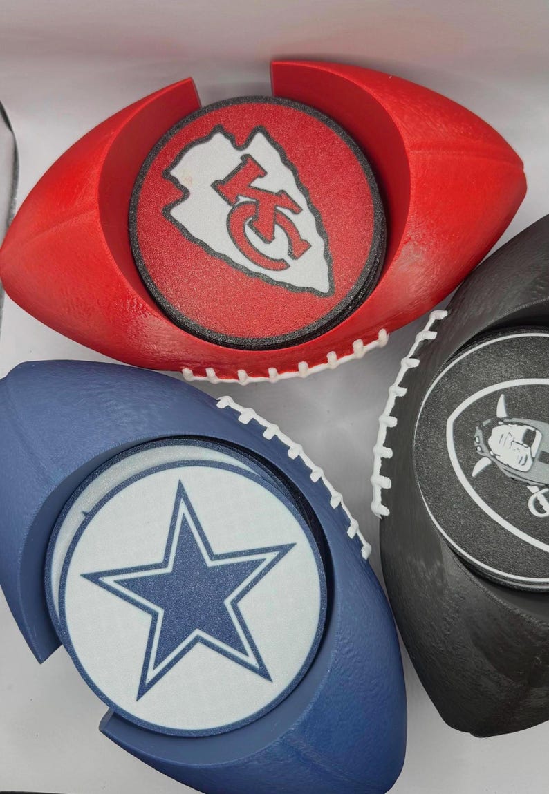 NFL Football Team Coaster Set With Football Holder | Customizable ...