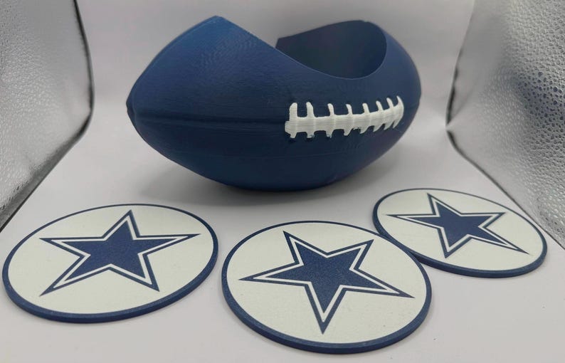NFL Football Team Coaster Set With Football Holder | Customizable ...