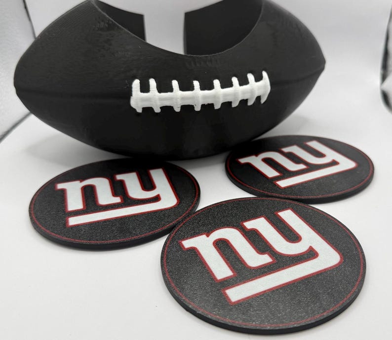 NFL Football Team Coaster Set With Football Holder | Customizable ...