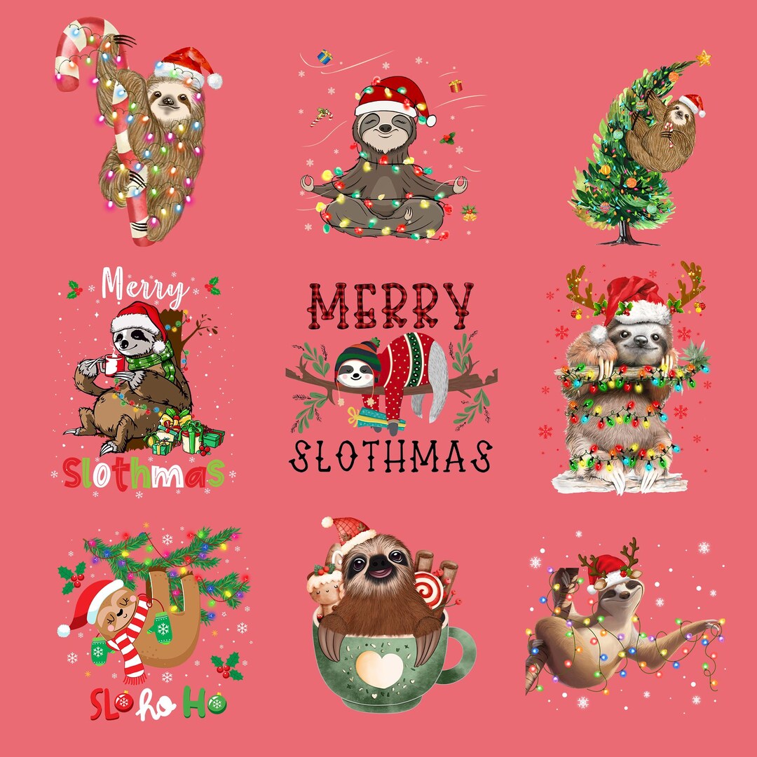 Christmas Sloth Png, Cute Sloth Png, Holiday Png, Digital Download ...