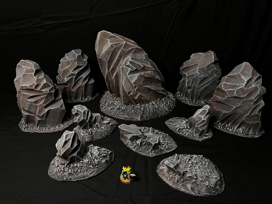 Wargaming Terrain Set Rocks Compatible With Warhammer 40k - Etsy