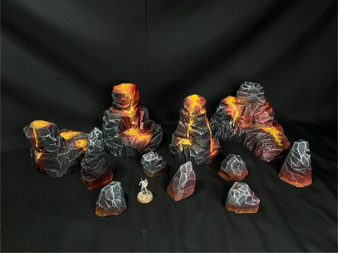 Fully Painted Lava Volcanic Terrain Set Wargaming Compatible With ...