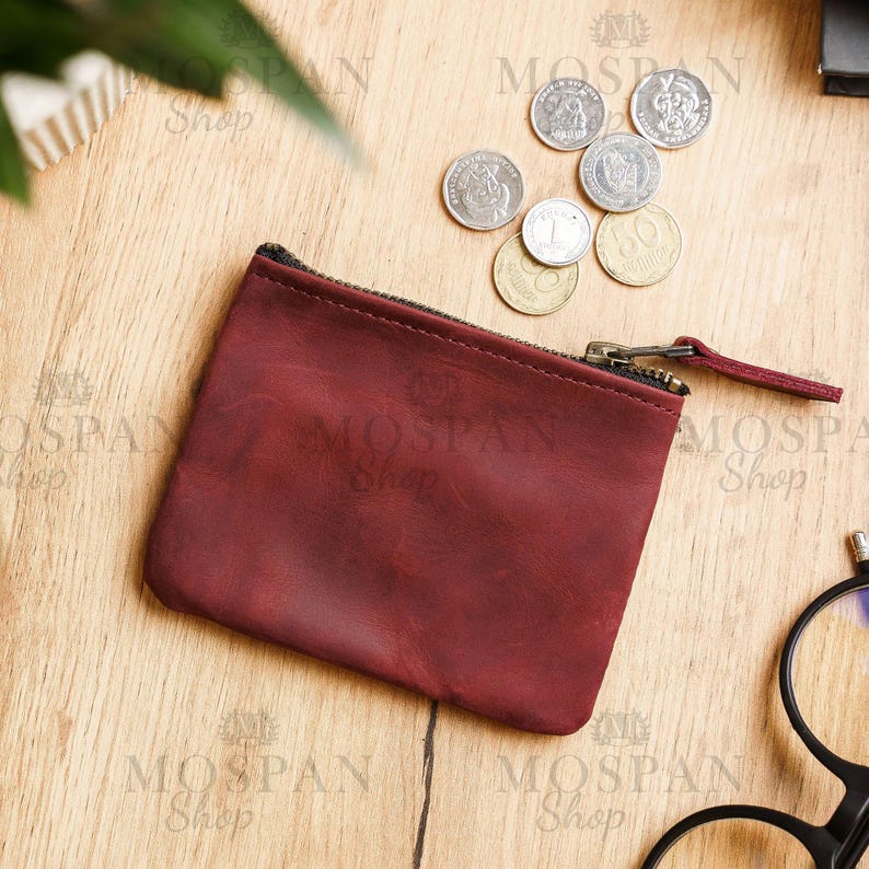Leather Coin Purse, Leather Zipper Pouch, Small Leather Pouch, Leather ...