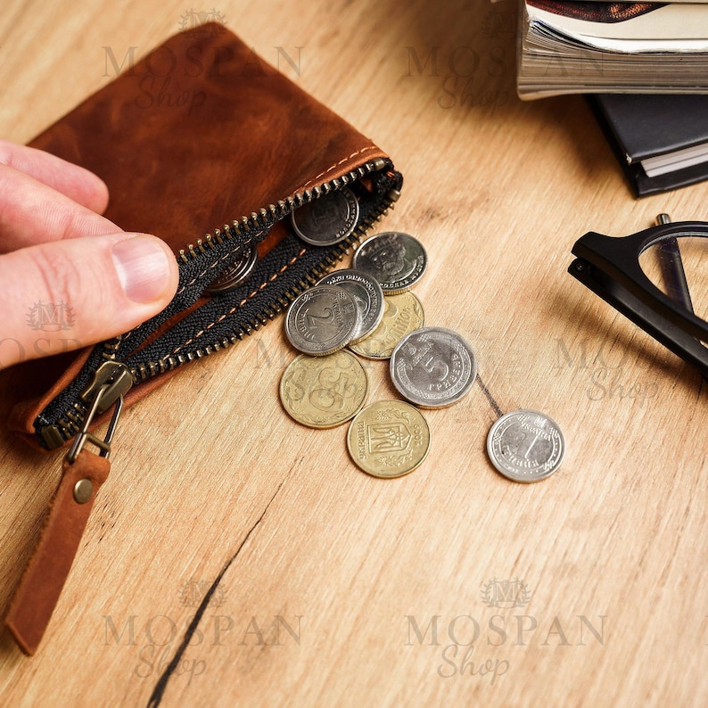 Leather Coin Purse, Leather Zipper Pouch, Small Leather Pouch, Leather ...