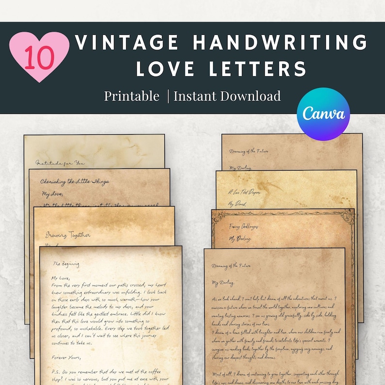 Vintage Love Letters: Romantic Handwriting for Junk Journals (editable ...