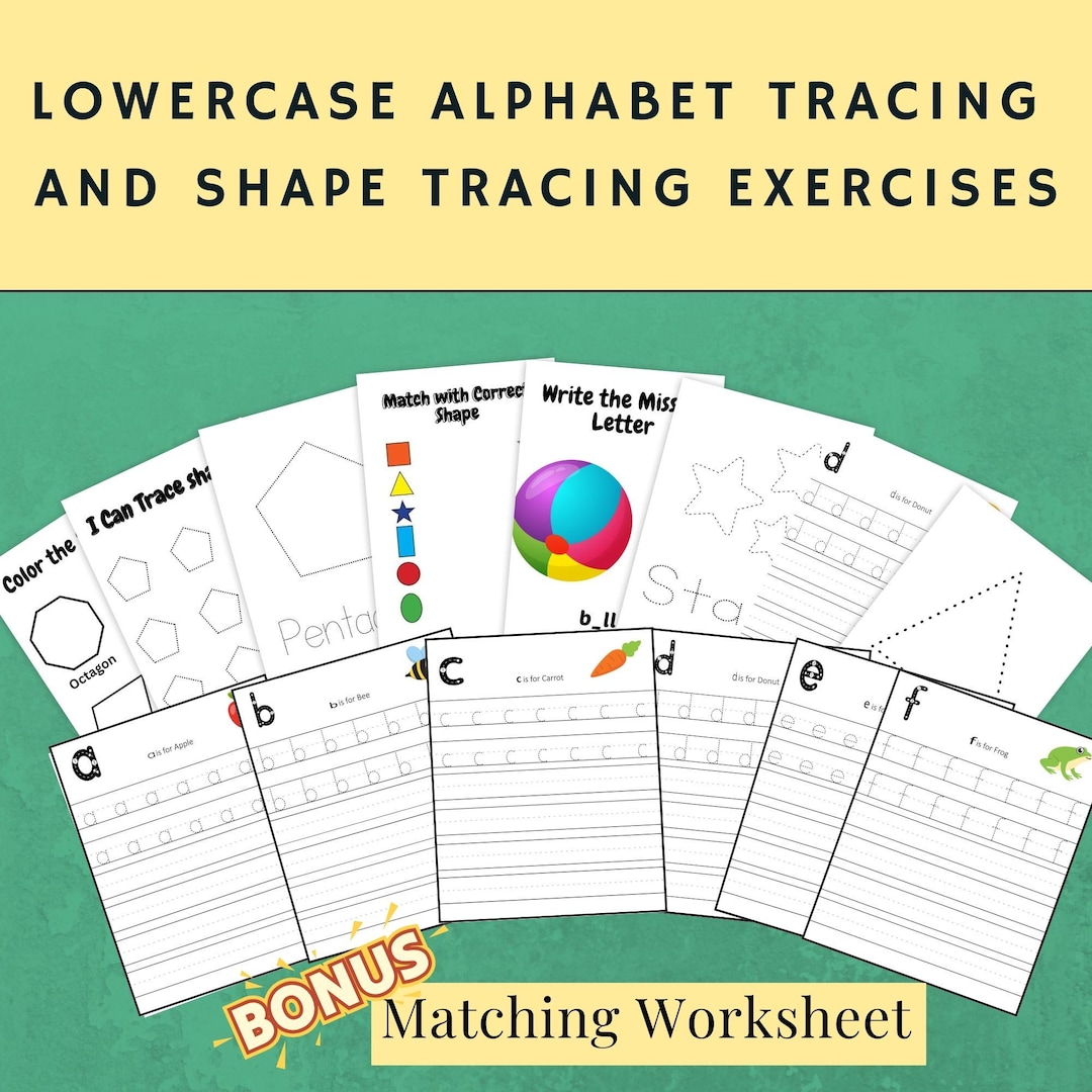 Alphabet & Shape Tracing Worksheets: Homeschool Handwriting Practice ...