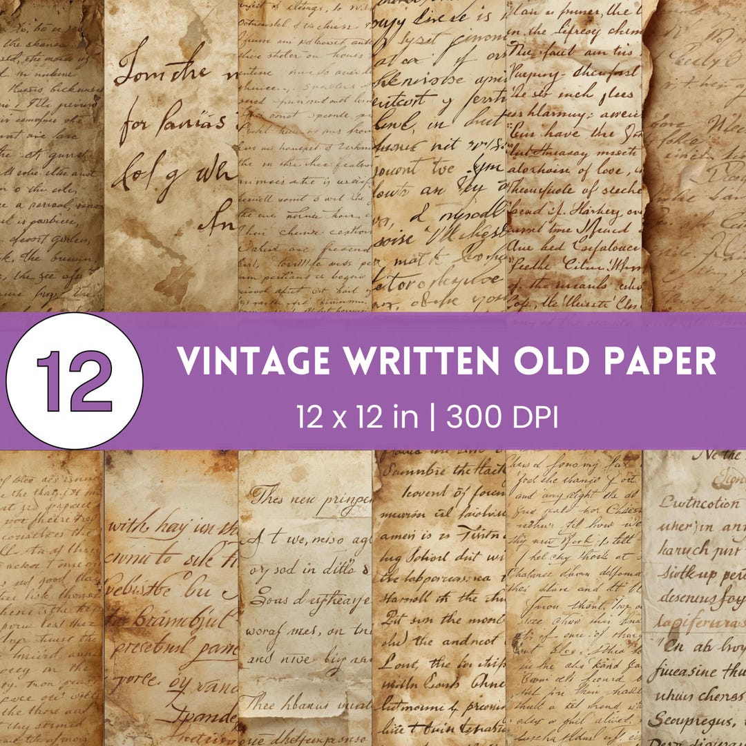 Vintage Written Textures Backgrounds Paper Ephemera Scrapbooking & Junk ...