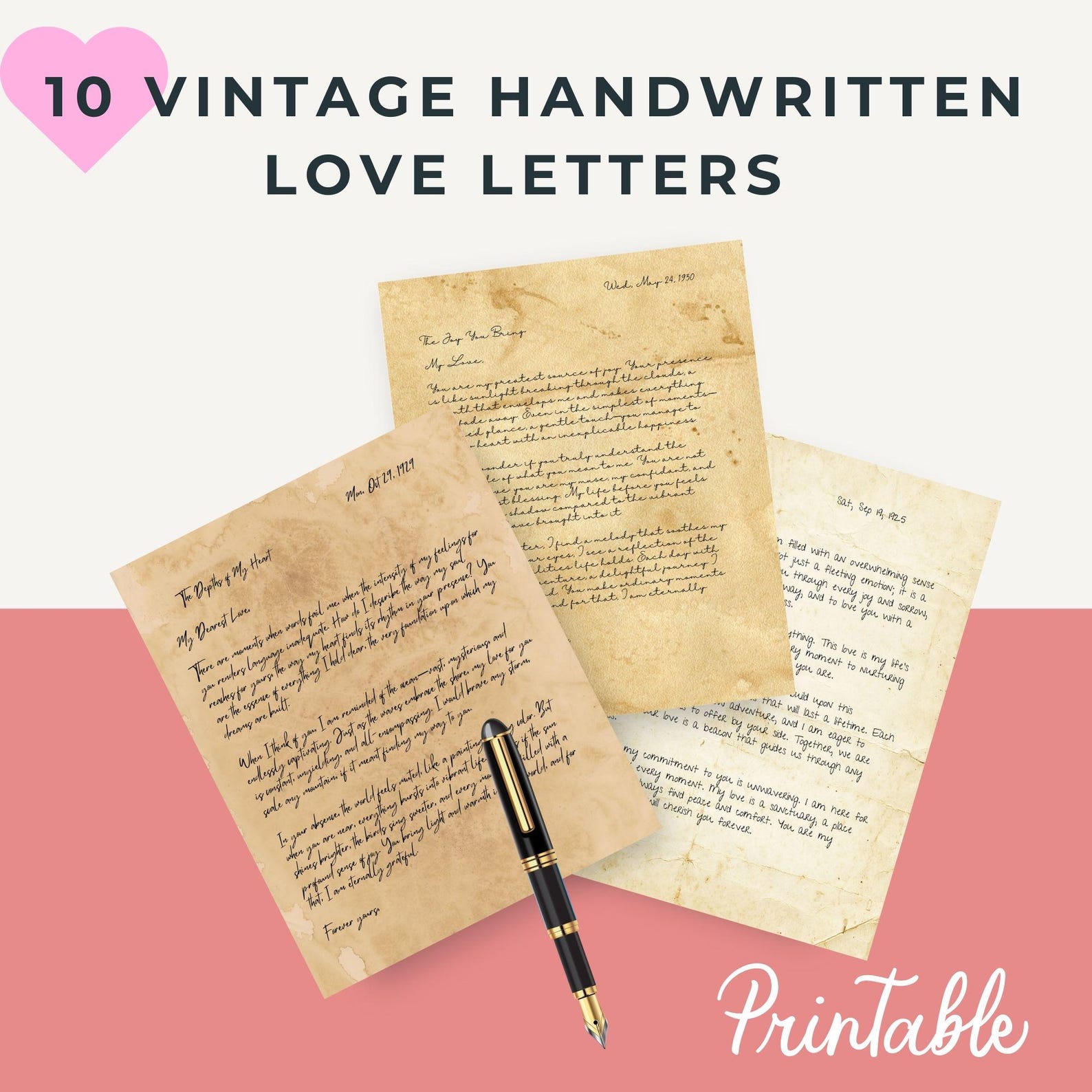 Vintage Love Letters, Junk Journal Paper, Vintage Handwriting, Romantic ...