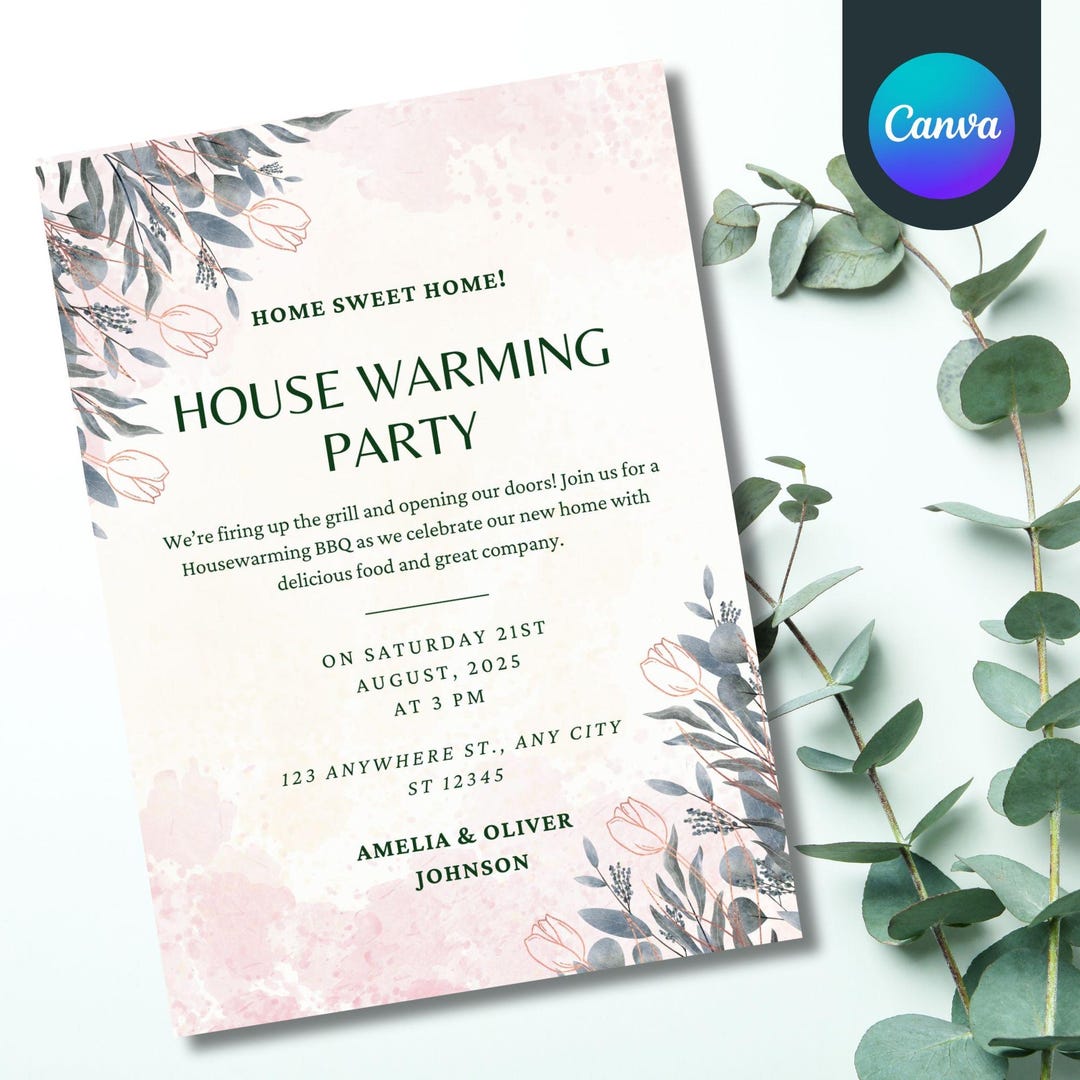 Editable Housewarming Invitation Card for Your New House Party Modern ...