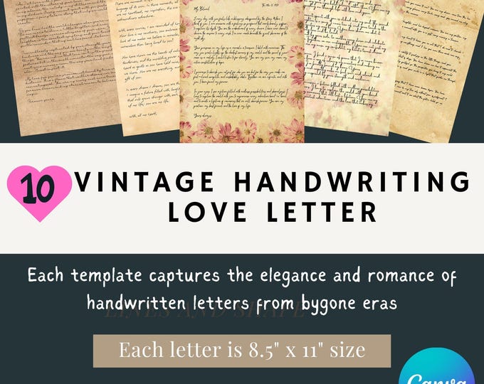 Vintage Handwritten Love Letter Templates Handwritten Notes Old ...