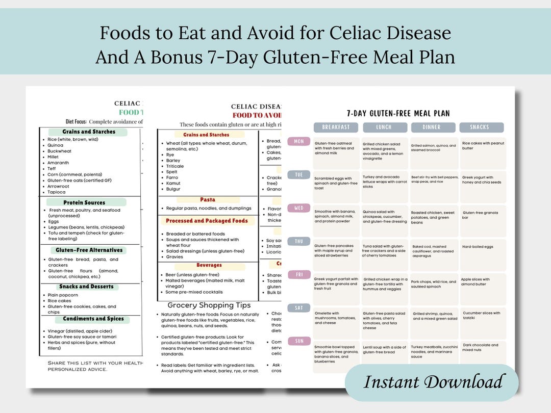 Celiac Disease Foods to Eat, Celiac Disease Foods Avoid, Bonus 7-day ...