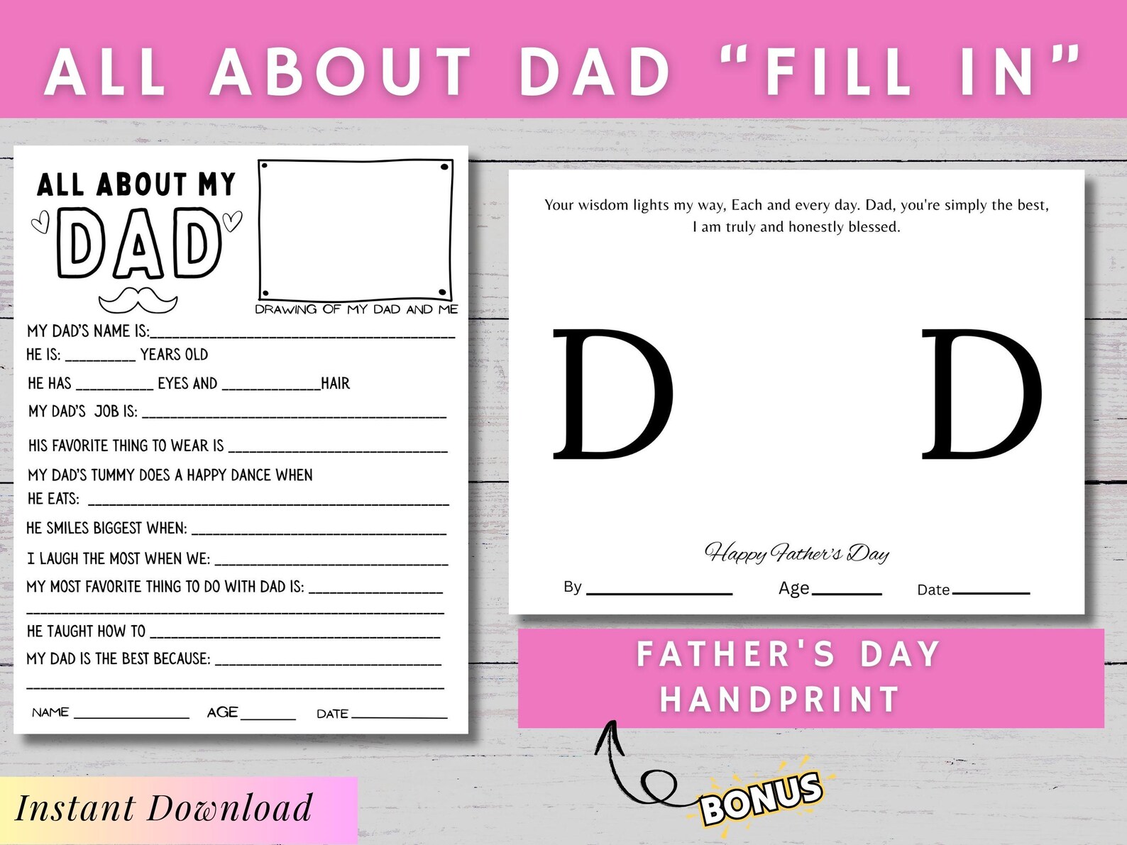 All About Dad Questionnaire, Father's Day Fill In, Father's Day Gift ...