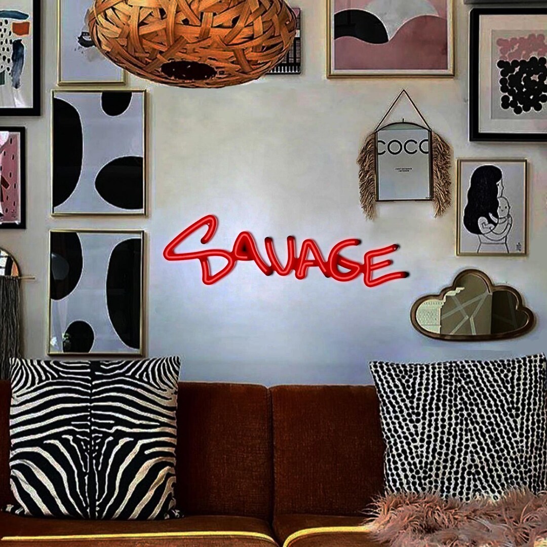 Savage Neon Sign – Bold Red LED Wall Art for Modern Interiors, Salons ...