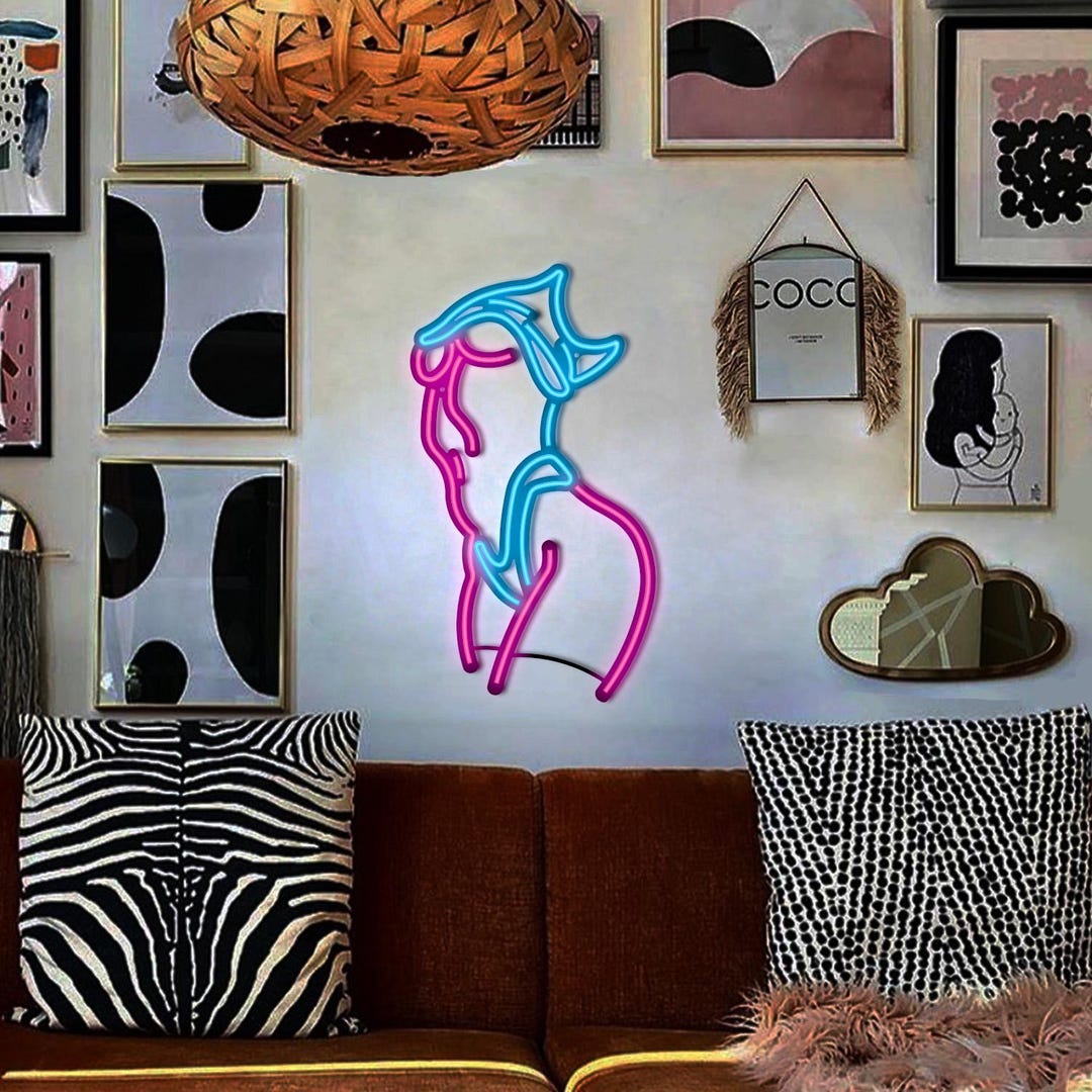 Femme Fatale Neon Sign: Pink & Blue LED Glam Decor - Etsy