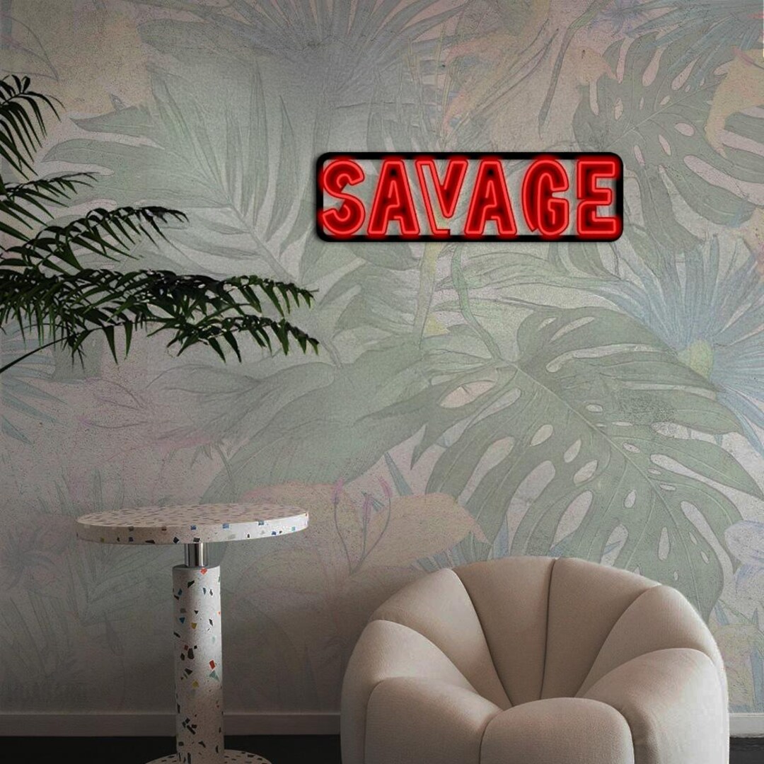 Savage Neon Metal Wall Art - Bold Modern LED Sign - Industrial Black ...