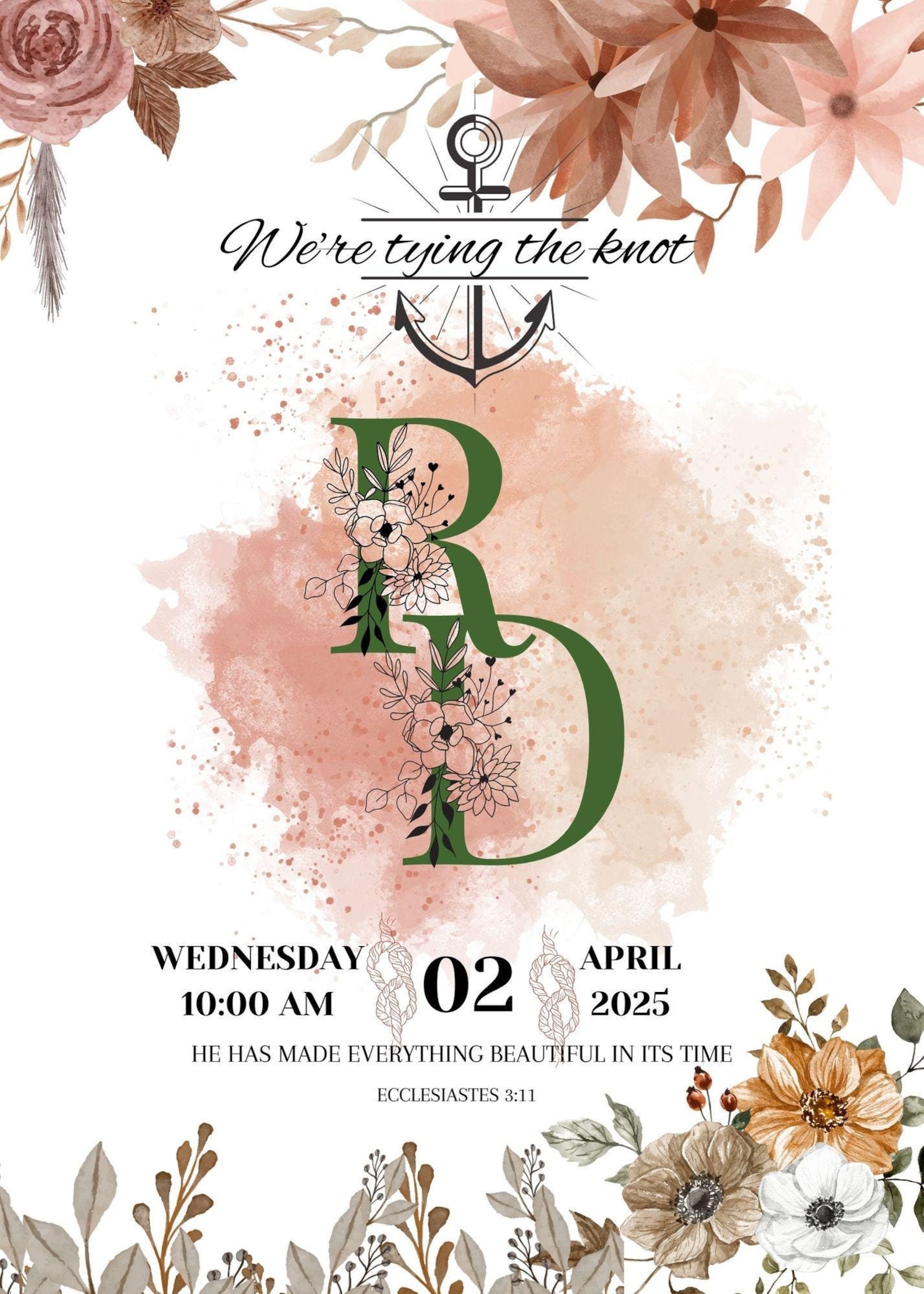 Rust / Old Rose Wedding Invitation - Etsy