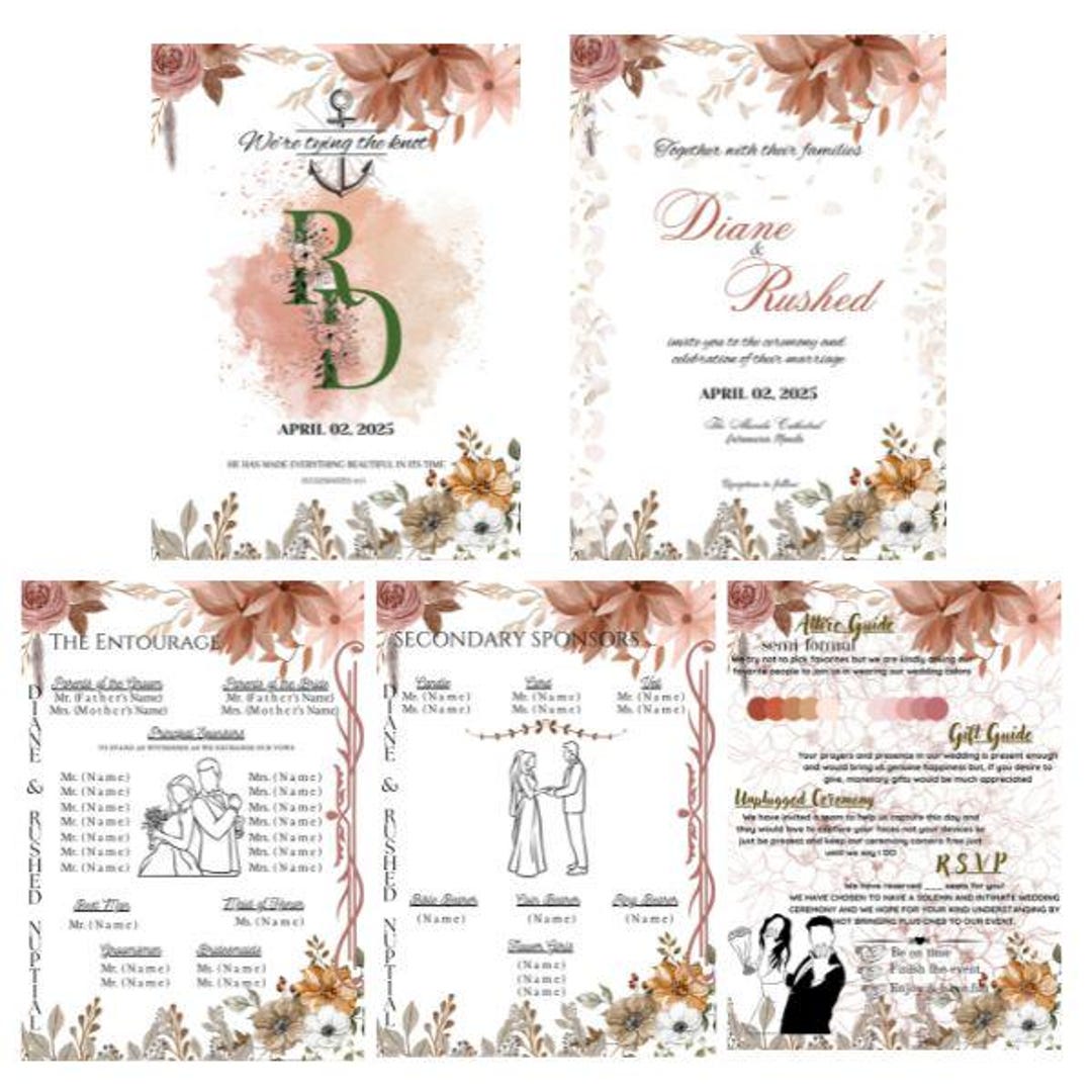 Rust / Old Rose Wedding Invitation - Etsy