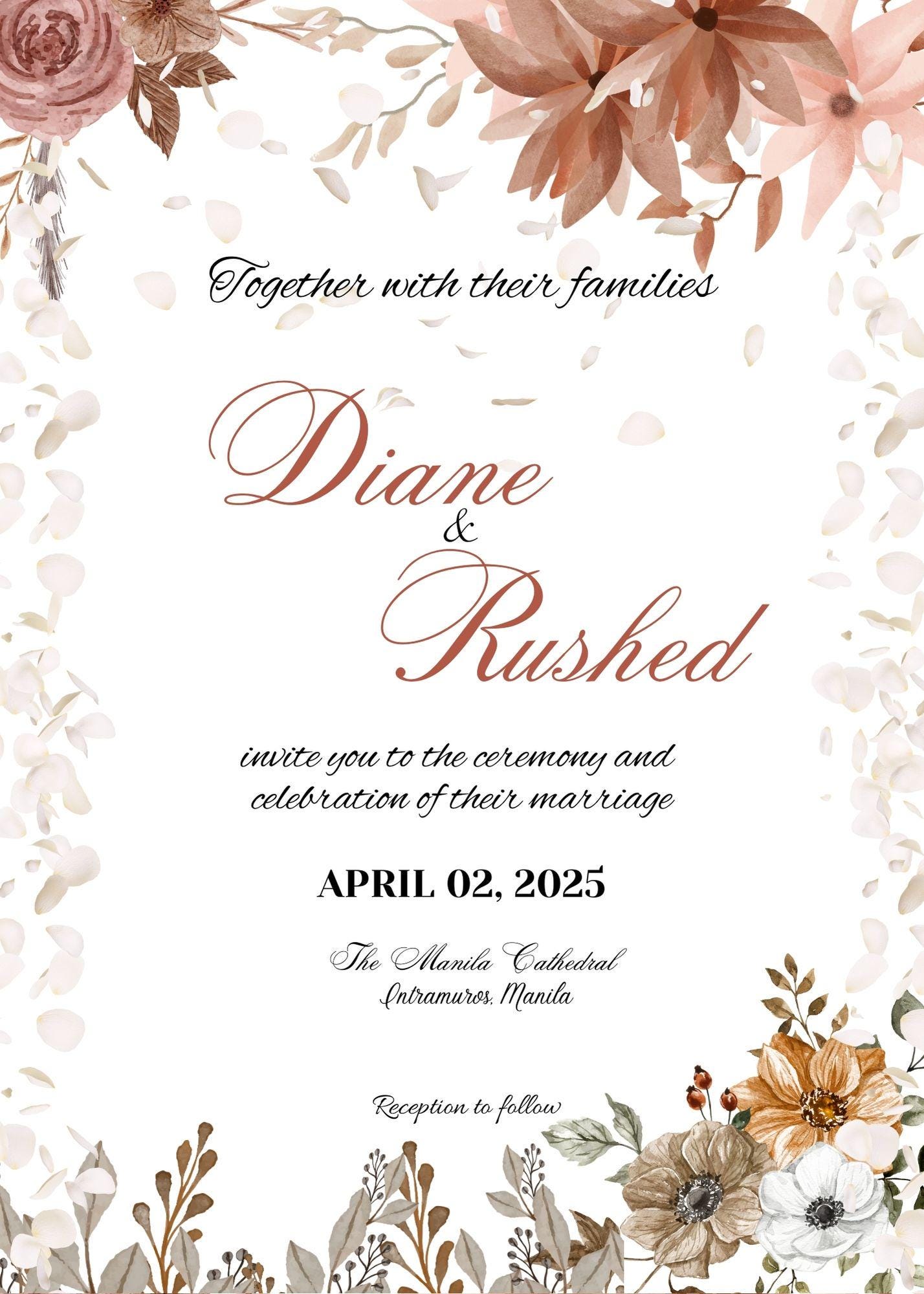 Rust / Old Rose Wedding Invitation - Etsy