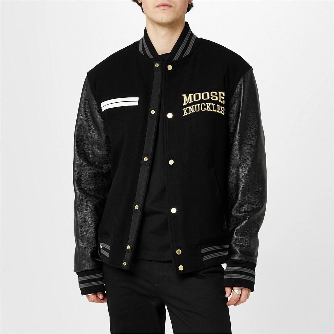 Moose Knuckles Moose Varsity Bomber Jacket Black Men's Size S, M Winter ...