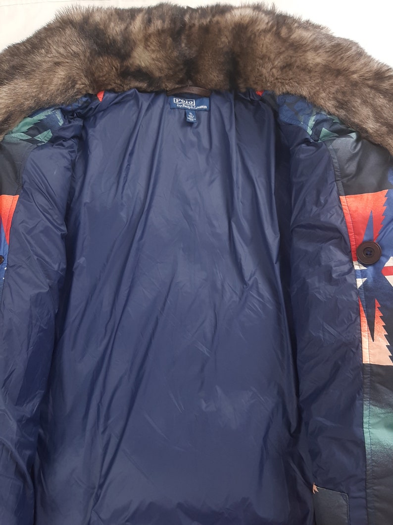 Polo Ralph Lauren Aztec Down Coat Men's Size XL Lamb Shearling Fur ...